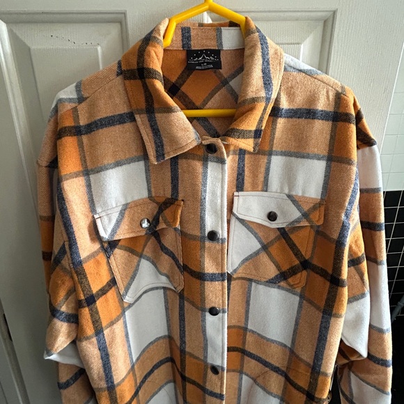 HFX | Jackets & Coats | Hfx Womens Yellow Black Plaid Shirt Jacket ...